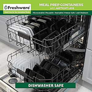Freshware Meal Prep Containers [50 Pack] 2 Compartment with Lids, Food Storage Containers, Bento Box, BPA Free, Stackable, Microwave/Dishwasher/Freezer Safe (28 oz)