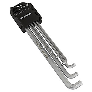 Sealey AK7174 9 Piece Stubby Element Extra-Long Hex Key Set - Metric, Silver