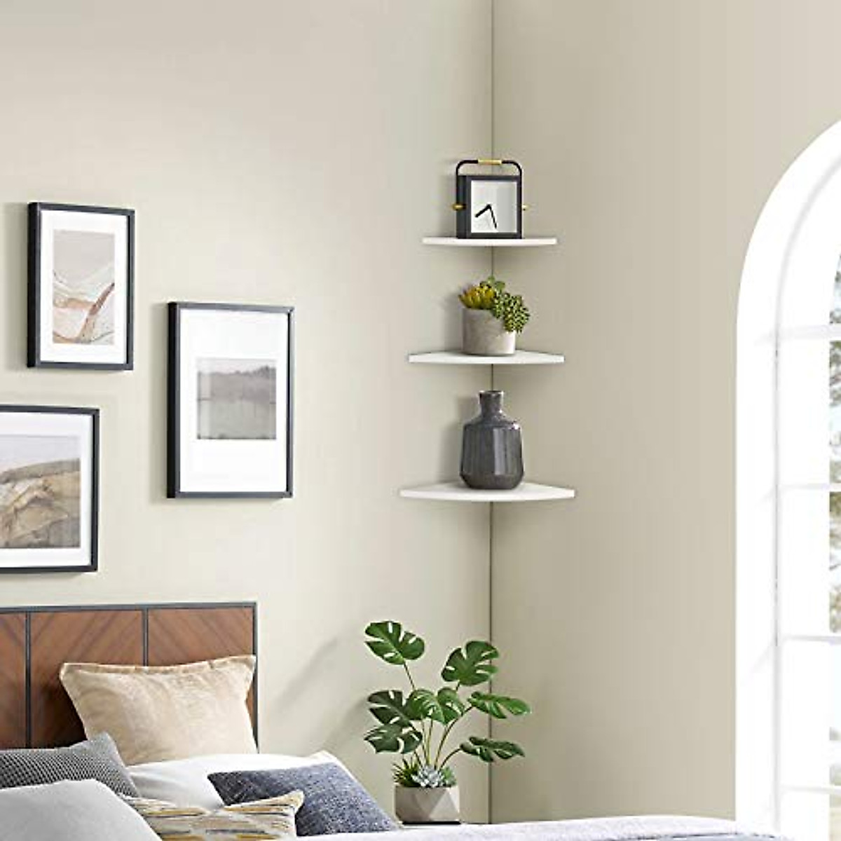 Corner Shelf, 3Pcs Floating Corner Shelf Wall-Mounted Storage Rack Easy to Install Bathroom Bedroom Bookshelves for Home and Office Decor (MAX Load 5Kg)