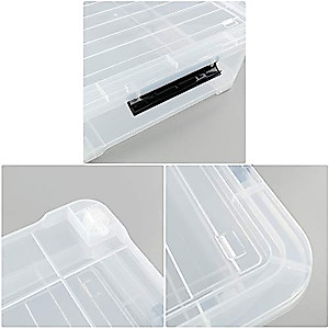 Hommp 3-Pack Plastic Under Bed Storage Box Container, 40 Quart Clear Stackable Storage Box Wheeled Latching Box