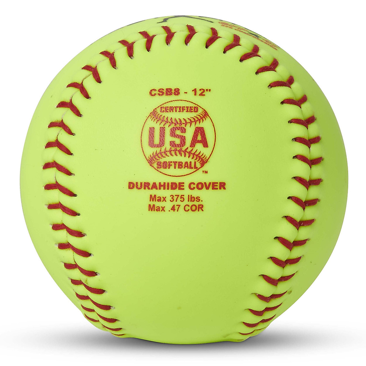 Champro Game ASA Fastpitch .47 COR, 375 Compression, Poly Synthetic Cover, Red Stiches (Optic Yellow, 12-Inch), Pack of 12