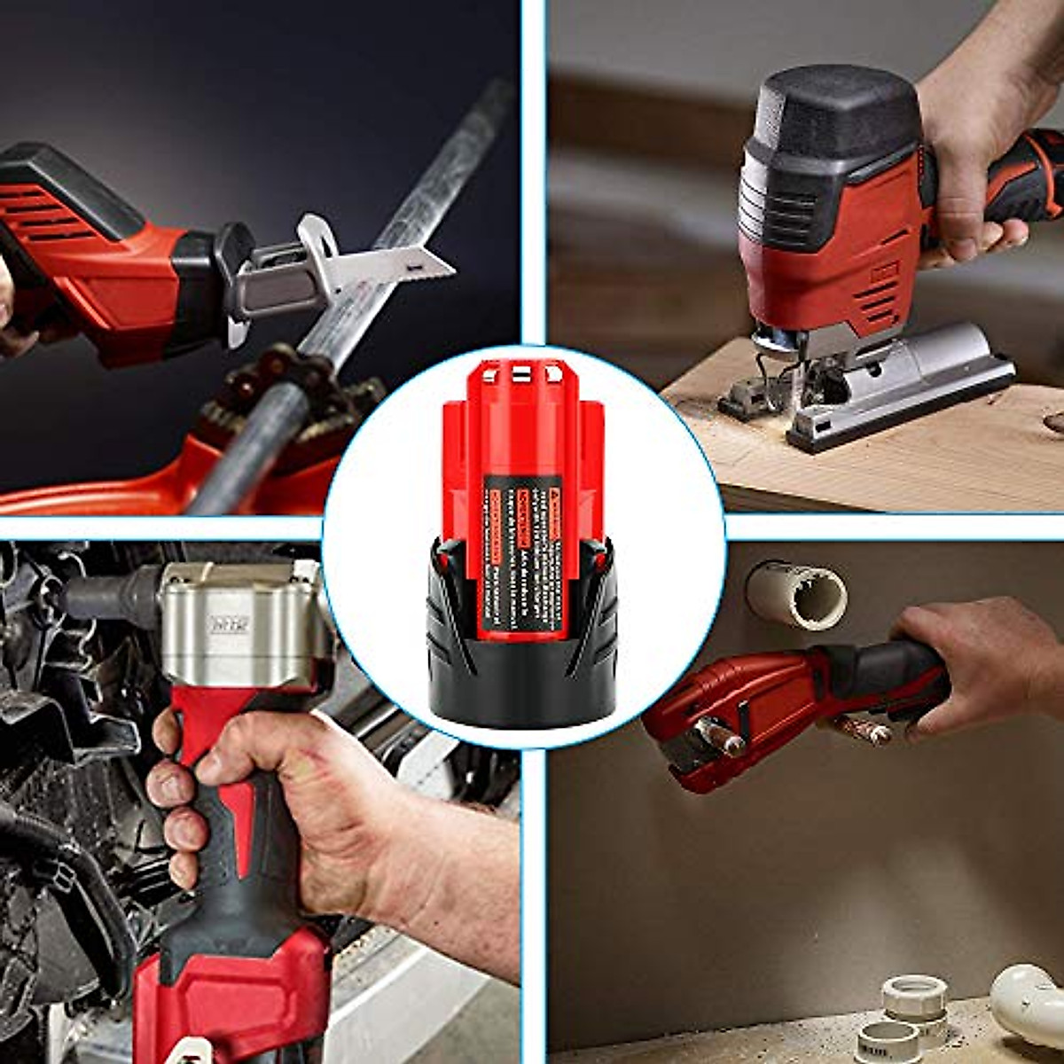 TENMOER 2 Pack 12V 3.0Ah Lithium-ion Battery Compatible with Milwaukee Battery 48-11-2420