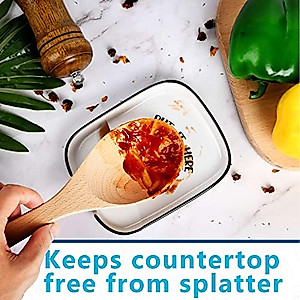 FANGSUN Large Spoon Rest for Stove Top, Ceramic Spoon Holder for Kitchen Counter,Farmhouse White Spoon Rest for Kitchen Decor, Cooking Utensil Rest for Spatula, Ladles, Tong, White-B