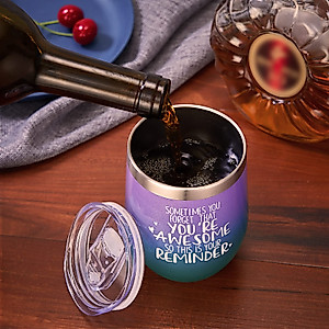 Birthday Gifts for Women, Men-Thank You Gifts-Funny Inspirational Encouragement Friend Birthday Gifts for Women, Friends, Men, BFF, Mom, Coworker- Stainless Steel Wine Tumbler With Lid