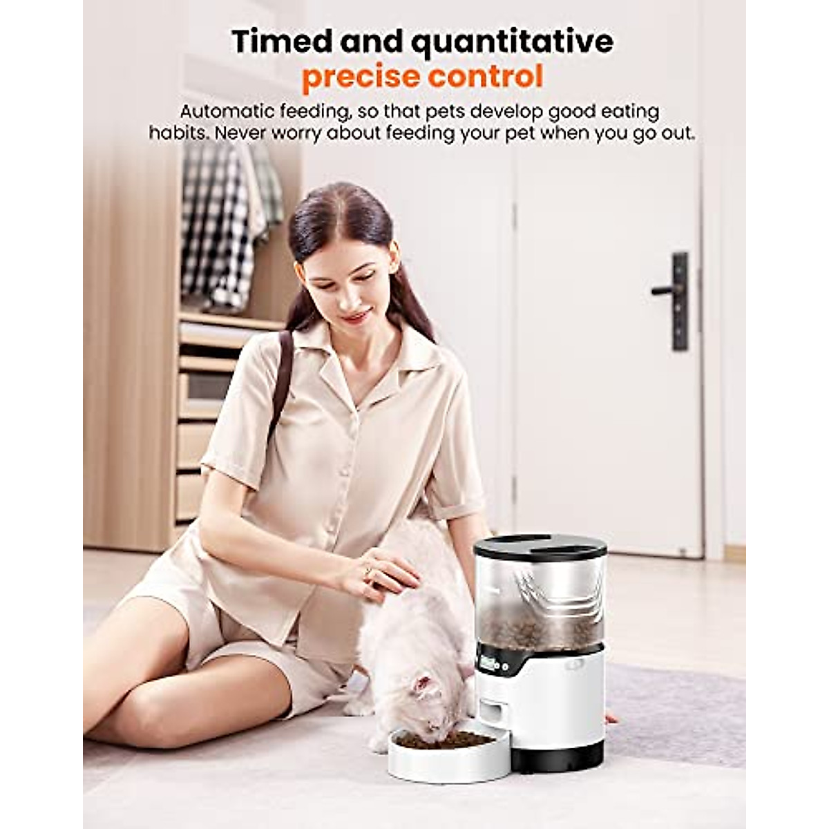 Automatic Cat Feeder, Timed Cat Feeder with Adjustable Feeding Schedule, Cat Dry Food Dispenser, GIOTOHUN pet feeders with Desiccant Bag, 1-4 Meals Per Day, 10s Voice Recorder, Dual Power Supply