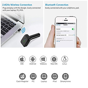 Alacrity Bluetooth Barcode Scanner Wireless 1D Laser Barcode Reader with Battery Level Indicator, 3 in 1 Bluetooth & 2.4GHz Wireless & USB Wired Bar Code Scanner
