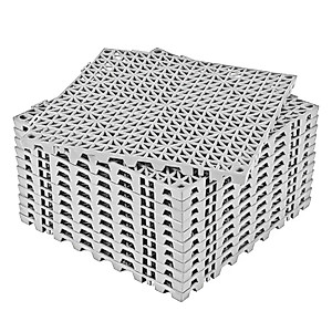 ToLanbbt Modular Interlocking Cushion 12P 11.8" x 11.8" Interlocking Rubber Floor Drain Holes Non-Slip Splicing Drainage Mats for Deck, Shower, Kitchen, Drain Pool, Sauna Bath, Indoor Outdoor (Grey)