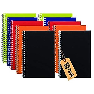 1InTheOffice Wirebound Spiral Memo Books, Memo Pads, 4" x 6", College Ruled, Small Notepad 4x6, Assorted, 50Sheets/Pad, 10 Pads/Pack