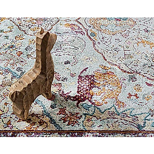 Unique Loom Baracoa Collection Area Rug - Rumba (8' 4" x 10' Rectangle, Light Blue/ Cream)