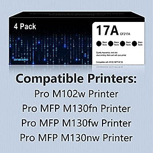 17A Toner Cartridges (4-Pack) | Replacement for HP 17A Black Toner Cartridges Works with Pro M102 Series, Pro MFP M130 Series | CF217A