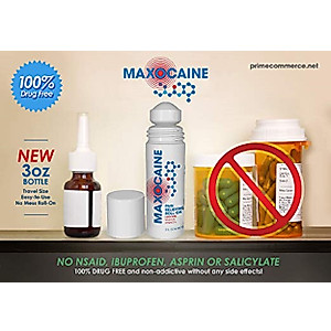 MAXOCAINE 4% Lidocaine Roll On Plus 1% Menthol. Max Strength Instant Pain Relief & Powerful Tattoo Numbing Liquid Cream. Topical Anesthetic Gel Numbs Away Arthritis, Muscle Sprain Joint & Back Pain