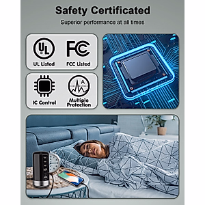 Universal USB & USB C Tower Fast Charging Station 6-Port 60W - Compact, Space-Saving Design with Multiple USB & USB-C Ports for All iPhone Galaxy Note Pixel iPad Multiple Devices