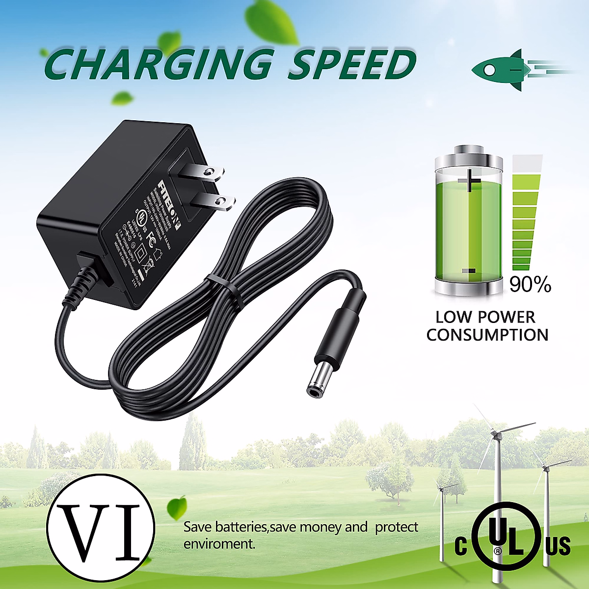 FITE ON 12V AC/DC Adapter Replacement for Briggs and Stratton B&S BS B4177GS 705927 0G5744 Generac Generator 0G9449 Battery Charger 030426-0 Jump Starter MW48-1200750 Westinghouse WGen7500 WGen7500DF