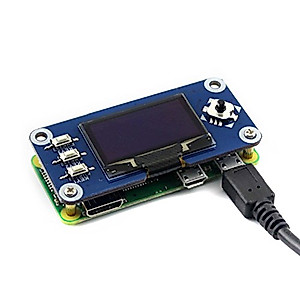 Waveshare 1.3inch OLED Display HAT for Raspberry Pi 128x64 Pixels with Embedded Controller Communicating via SPI or I2C Interface.
