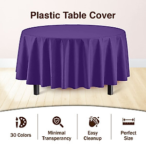 Exquisite 12-Pack Premium Plastic 84-Inch Round Tablecloth - Purple