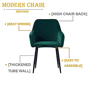 KEIVVAKN Dining Chairs Green Velvet Dining Chairs Set of 2 with Arms Modern Upholstered Chairs for Dining Room