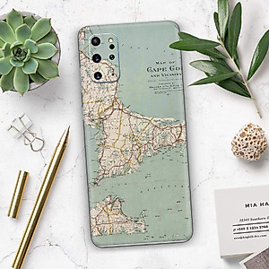 DesignSkinz The Vintage Map of Cape Cod Protective Vinyl Decal Wrap Skin Cover Compatible with The Samsung Galaxy S20 (Screen Trim & Back Glass Skin)