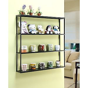 Mango Steam Wall-Mounted Steel Shelving Unit for Kitchen, Storage or Display Use -36 H x 36 W x 6 D Inches- Black -