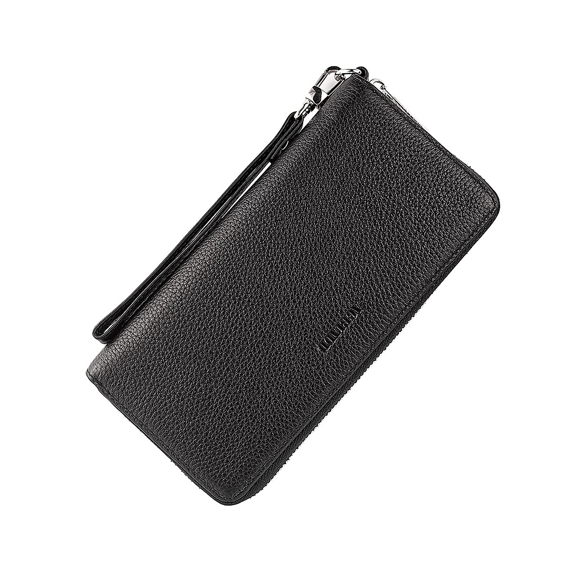 AGBIADD Plus Size RFID Blocking Women's Wallet Genuine Leather Zip Around Clutch Large Travel Purse (Black)