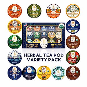 Organic Tea Pods Variety Pack - Assorted Sampler Pack Compatible for Keurig Brewer and Coffee Maker - Earl Grey, English Breakfast, Chai, Chamomile - Herbal Tea Pod for K Cup Keurig Brewing -15 count (Pack of 1) by Teavity