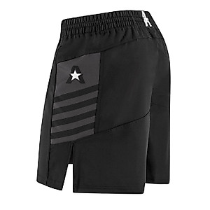 Anthem Athletics Reignite 7 Inch MMA Shorts - IBJJF Approved Jiu Jitsu Short for BJJ, NoGi Grappling and Wrestling - Black & Grey - Large