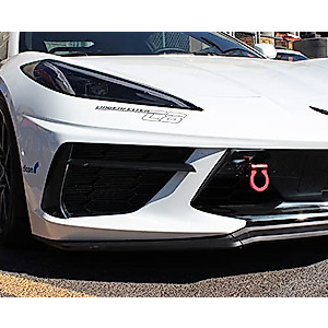 iJDMTOY Red Track Racing Style Front Bumper Tow Hook O-Ring Compatible with Chevrolet 2020-up Corvette C8, Made of Light Weight CNC Aluminum