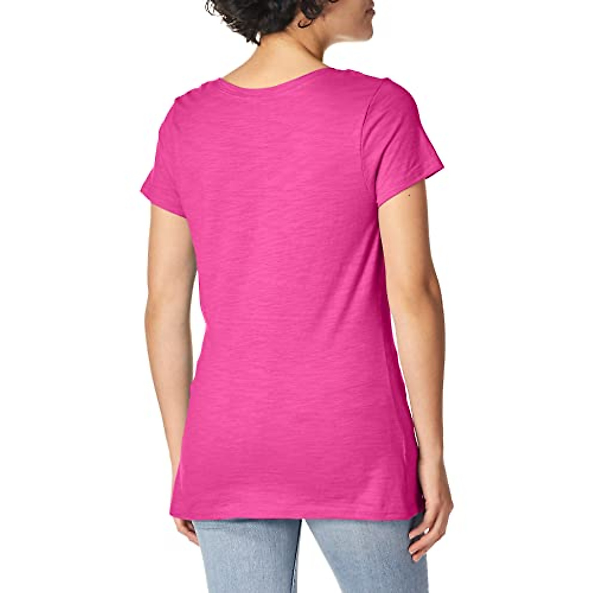 Hanes Women's Shirts, Slub Cotton Shirred V-Neck Tee, Cotton T-Shirts for Women, Women’s Tee Shirts