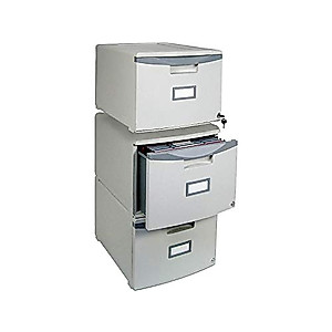Storex Plastic One-Drawer File Cabinet – Locking Document Organizer for Home and Office, Gray, 1-Pack (61251B01C)
