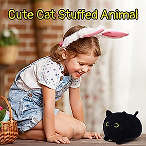 MUFEIRUO Black Cat Plush Black Cat Stuffed Animals Plush Toy, Kawaii Black Cat Pillow Plush Cat Plushie Stuffed Black Cat Toys, Cute Small Stuffed Animal Cat for Kids Birthday Home Decoration