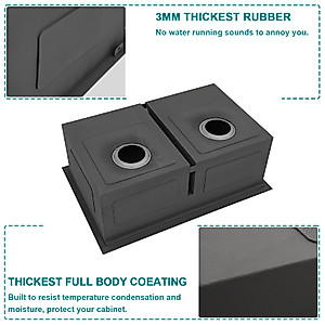 LORDEAR 28 Inch Undermount Kitchen Sink Double Bowl 16 Gauge Stainless Steel Workstation Kitchen Sink 50/50 with Smart Low Divider, 28x19 Double Basin Under Counter Kitchen Sinks Handmade