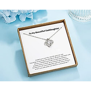 Famdecor Goddaughter Gifts from Godmother Goddaughter Necklace Sterling Silver Rhinestone Knot Necklace for Goddaughter Gifts from Godfather Goddaughter Christmas Gifts