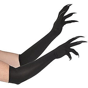 Black Cat Woman Long Gloves With Claws - One Size (1 Pair) Fun & Functional Accessory, Ideal for Cosplay & Themed Parties