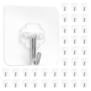 Adhesive Hooks,Adhesive Wall Hooks,36 Pcs15LB Sticky Hooks,Hooks for Walls No Damage,Clear Hooks for Walls No Damage,Stick on Hooks,Adhesive Hooks for Hanging,Shower Hooks,Utility Hooks,Kitchen Hook