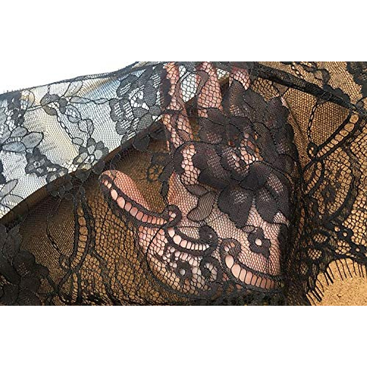 6 Yards 10 Inch Wide Flower Eyelashes Lace Fabric-Thin Lace Fabric-Embroidered Lace Fabric by the Yard-Lace Fabric for Dresses-Eyelash Lace Trim for Sewing Craft Decoration Wedding Curtain Table Cloth