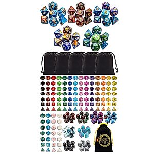 CiaraQ Polyhedral Dice Set with Black Pouches, Compatible with Dungeons and Dragons DND RPG MTG Table Games
