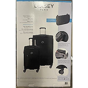 DELSEY Paris Softside Expandable Luggage with Spinner Wheels, Black. Large and Carry-On.