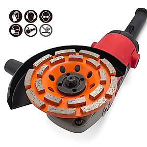 FEWELL 4 1/2” Concrete Grinding Wheel, Double Row Diamond Cup Wheel with 7/8” Arbor for Polishing and Grinding Concrete Surface Brick Stone Marble Cement Granite