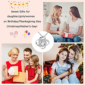 JoycuFF Gifts for Sister Birthday Necklaces from Sister Wedding Christmas Jewelry Love Kont Cubic Zirconia Pendant