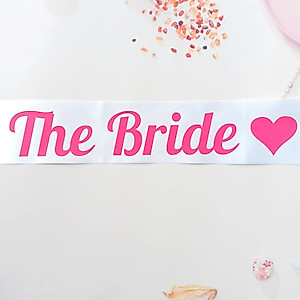 Magnusson's Garden The Bride Let’s Go Party Pink Doll Dream Bach Themed Bachelorette Sash, She Found Her Ken Bridal Shower Accessory for Future Mrs., Retro Hot Pink Heart Wedding Sash