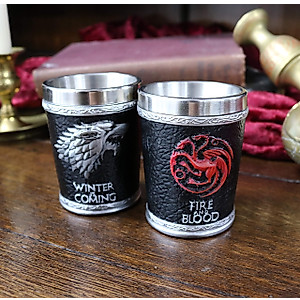 Nemesis Now B4452N9 Winter is Coming Game of Thrones Shot Glass 7cm Black, Resin w/Stainless Steel insert