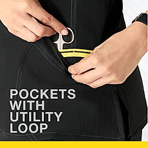 WonderWink Womens Four -Way Stretch Sporty V-Neck Top Medical Scrubs Shirts, Black, X-Large US