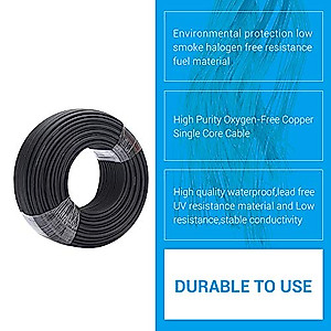 PowMr Solar Panel Wire, Solar Wire 164FT Black 10AWG PV Wire Cable for Solar, Home, RV Boat Marine Solar Panels, Inverter etc. (164Ft Black)