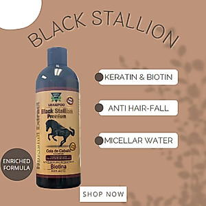 Black Stallion Premium Horsetail Shampoo * New & Improved Formula *Black Stallion Premium Horsetail Shampoo1Lt 50% biotine Shampoo COLA DE CABALLO 1Lt