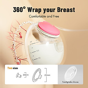 Phanpy E-Rosy Ultra-Light Wearable Hands Free Breast Pump, 3 Modes 8 Levels, High Performance Touch Screen with Lock Screen 40db Low Noise, 24 mm Flange and 20mm Insert Included