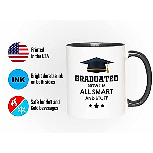 Flairy Land Graduation 2Tone Black Mug 11oz - All Smart and Stuff - Graduation Gifts for Her Senior Graduation College Student College Graduate Classmate MBA Grad