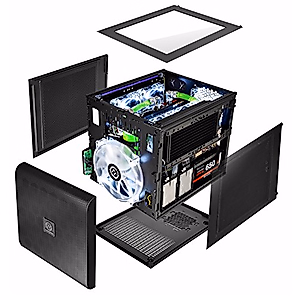 Thermaltake Core V21 SPCC Micro ATX, Mini ITX Cube Gaming Computer Case Chassis, Small Form Factor Builds, 200mm Front Fan Pre-installed, CA-1D5-00S1WN-00 Black