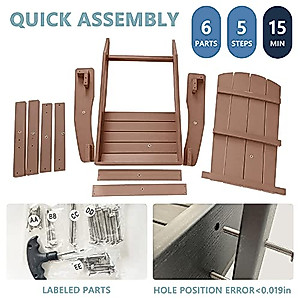 May in Color Plastic Adirondack Chair Outdoor Chair, Weather Resistant Modern Fire Pit Patio Chair, Reclining Tall Large Plastic Adirondack Chair for Backyard,Garden,Lawn,Pool,Beach,Deck. (1, Teak)