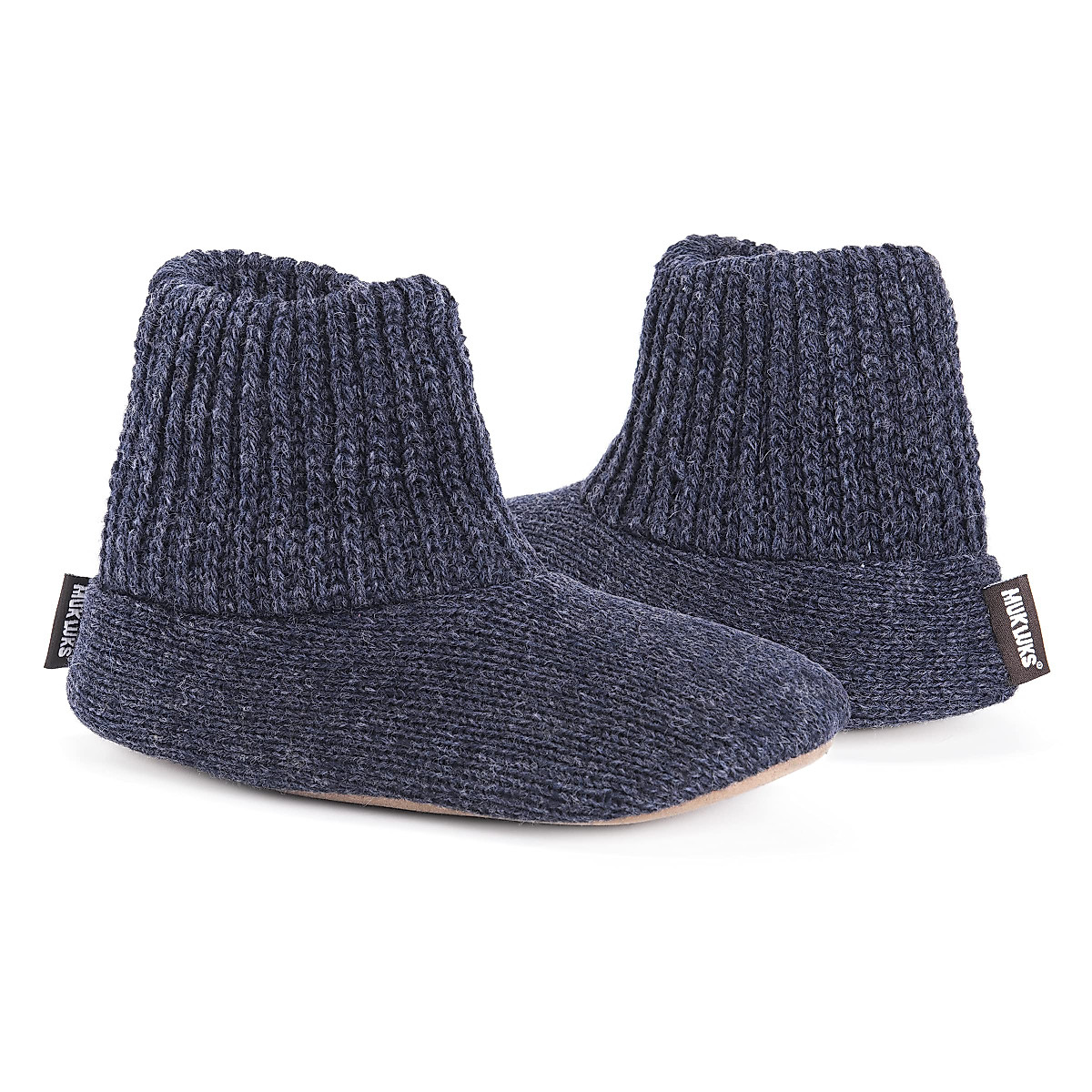 MUK LUKS Men's Morty Ragg Wool Slipper Sock, Navy, Large