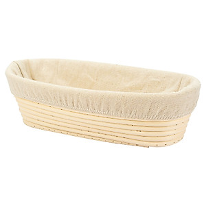 Stormshopping 11.8 inch Oval Long Banneton Brotform Bread Dough Proofing Rising Rattan Basket & Liner