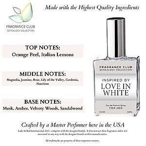 Fragrance Club Genealogy Collection Inspired by Love In White, 1.9 oz. EDP, Womens fragrance. Our version is a sweet, fresh floral fragrance.